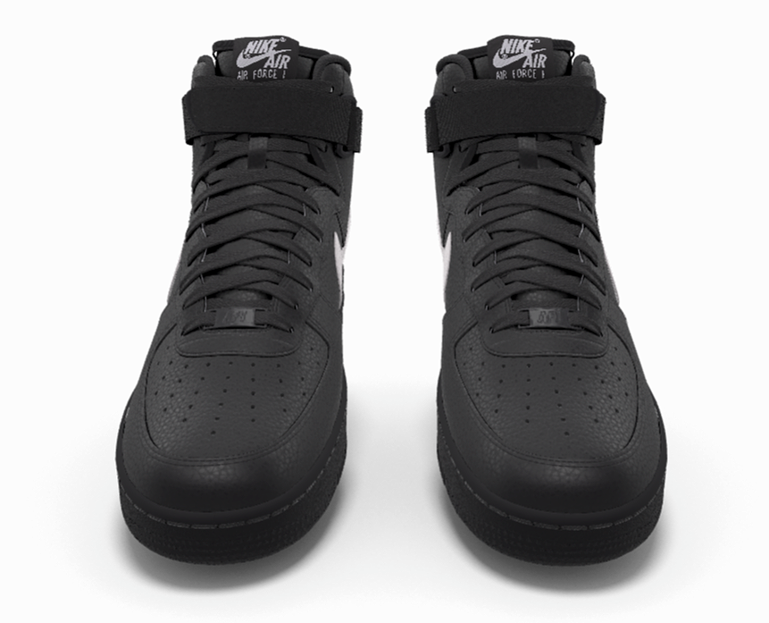 $250 NIB NEW Mens Nike Air Force 1 Custom Black Leather High Top BB Sh ...